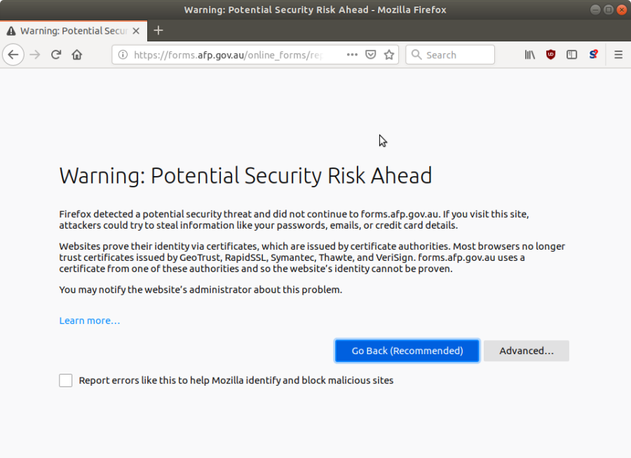 AFP Website Insecure - Vertex Cyber Security